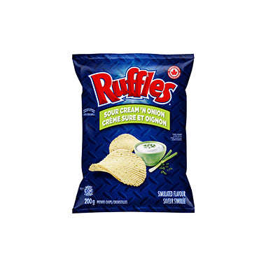 RUFFLES SOUR CREAM ONION POTATO CHIPS 200G